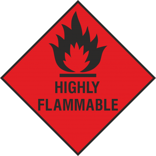 'Highly Flammable' Sign with SafetySignStore.co.uk