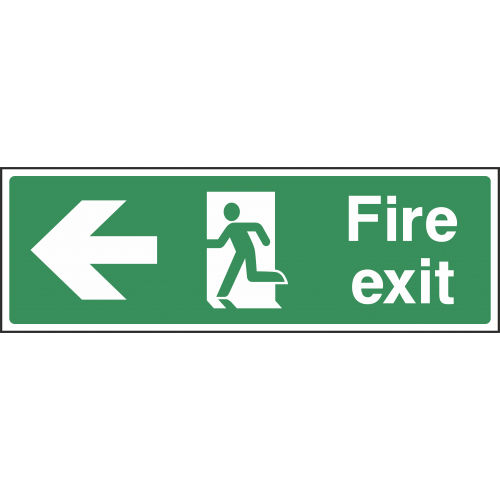 Fire Exit Left Arrow Sign with SafetySignStore.co.uk