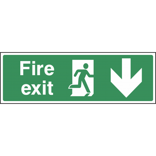 Fire Exit Downward Arrow Sign with SafetySignStore.co.uk