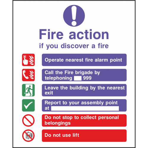3 Point Fire Action Notice Sign with SafetySignStore.co.uk