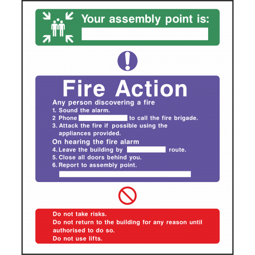 Your Assembly Point Is - Fire Action Sign with SafetySignStore.co.uk