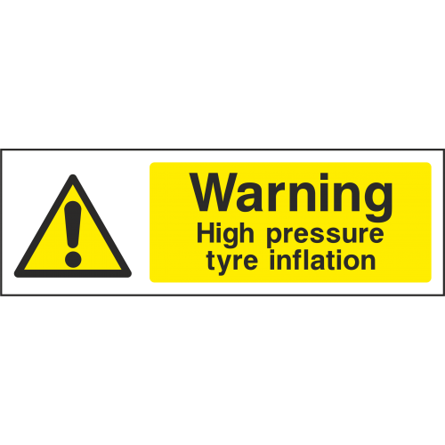 'Warning High Tyre Pressure Tyre Inflation' Sign with SafetySignStore.co.uk