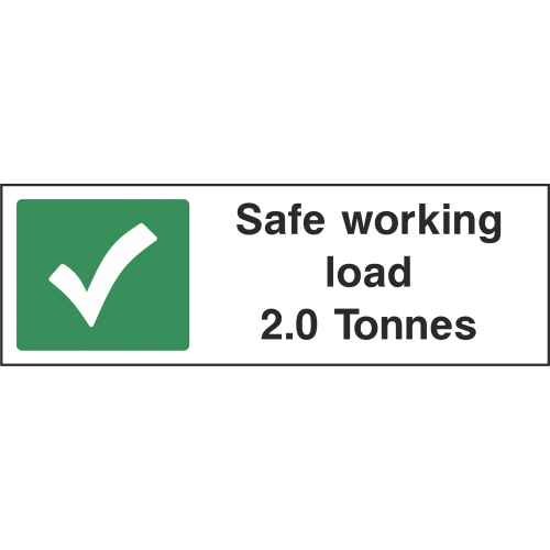 'Safe Working Load 2.0 Tonnes' Sign with SafetySignStore.co.uk