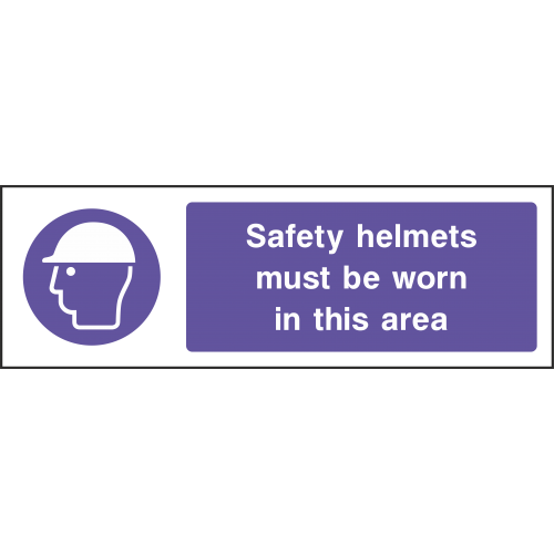 Safety Helmets Must Be Worn - Landscape Sign with SafetySignStore.co.uk