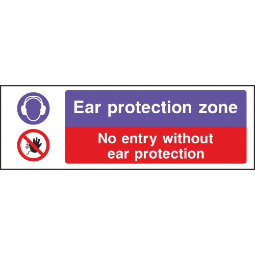 "Ear Protection Zone - Landscape" Sign with SafetySignStore.co.uk