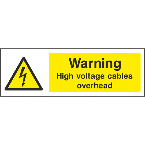 Danger High Voltage Cables Overhead - Landscape Sign with ...