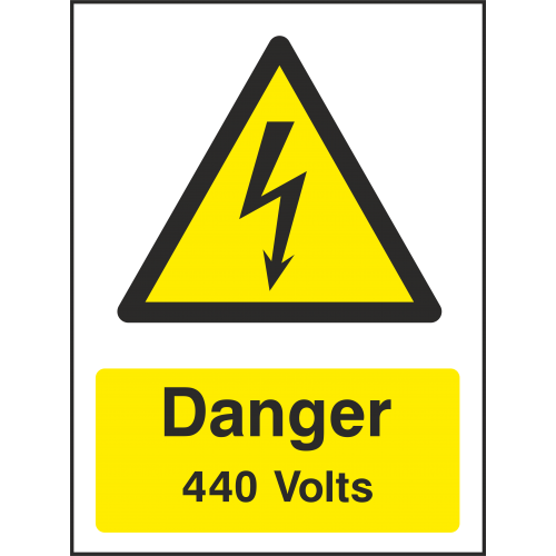 Danger 440 Volts - Portrait Sign with SafetySignStore.co.uk