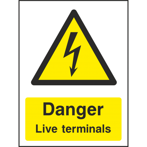 Danger Live Terminals - Portrait Sign with SafetySignStore.co.uk