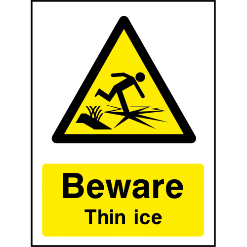 Beware Thin Ice Sign with SafetySignStore.co.uk