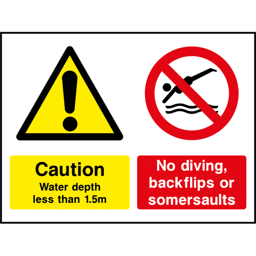 No Diving, Backflips, or Somersaults Sign with SafetySignStore.co.uk